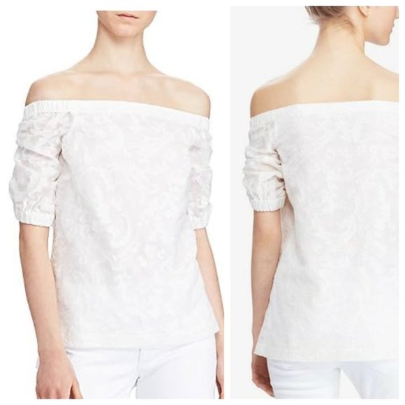 Lauren Ralph Lauren | Tops | Lauren Ralph Lauren Silk Ivory Burnout ...